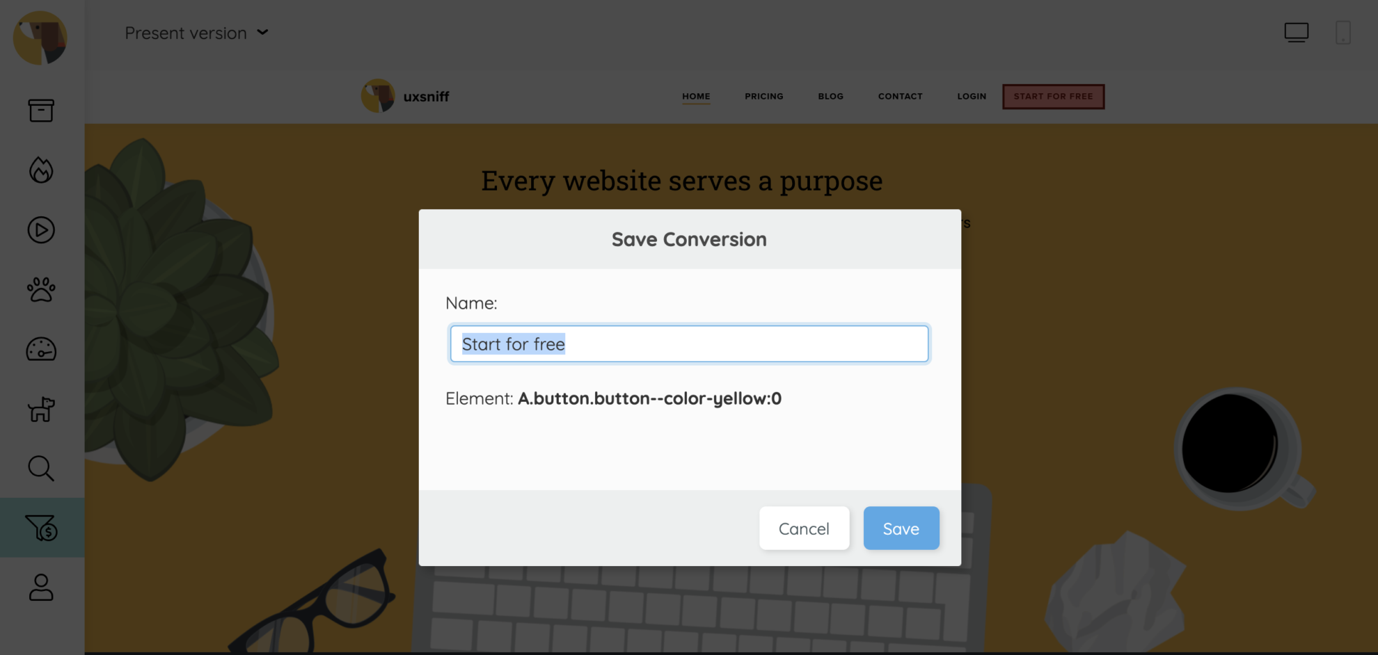 New Element Picker for Conversion - UXsniff